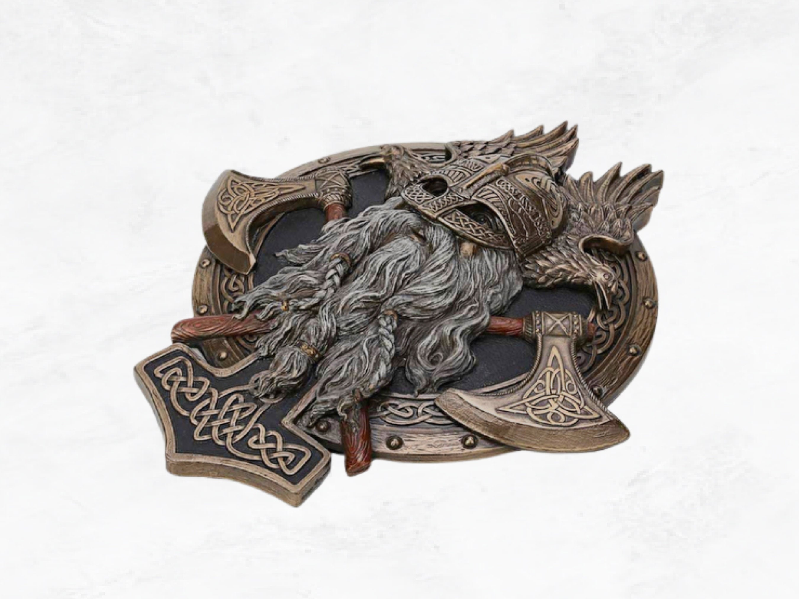 Viking Wall Plaque - Bronze & Hand Painted Colorful Decor, Norse ...