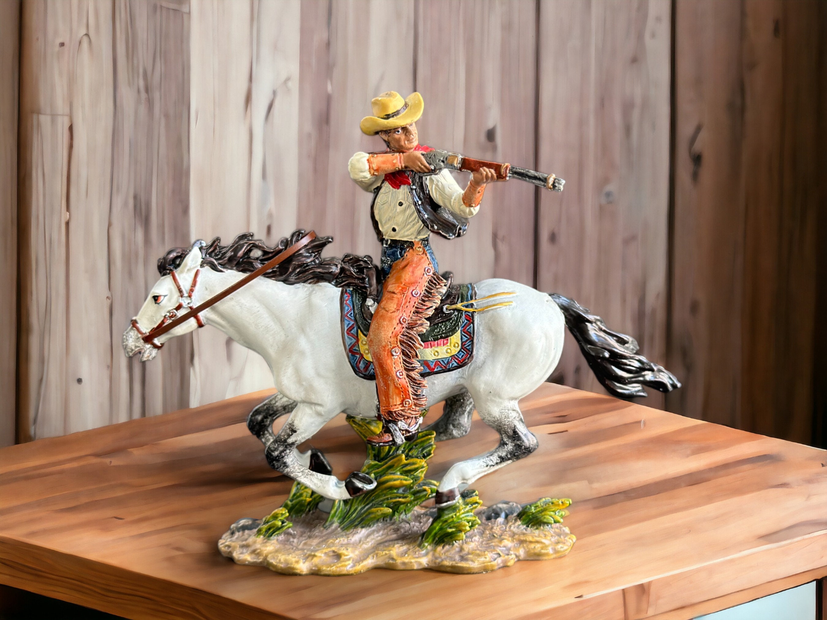 Cowboy Figurine With Horse, Western Decor, Vintage Cowboy Figurine, Wild West Home Decor ...