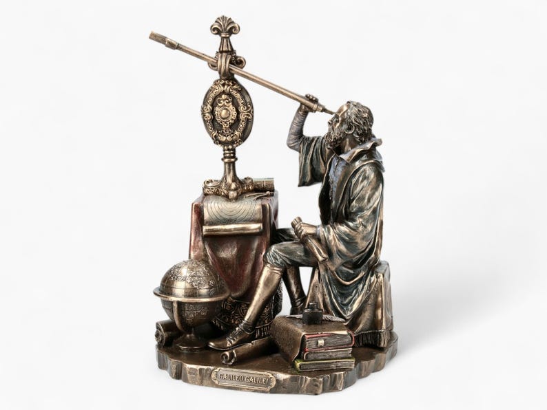 Galileo Galilei Statue – Astronomer Figurine, Scientific Decor, Bronze ...