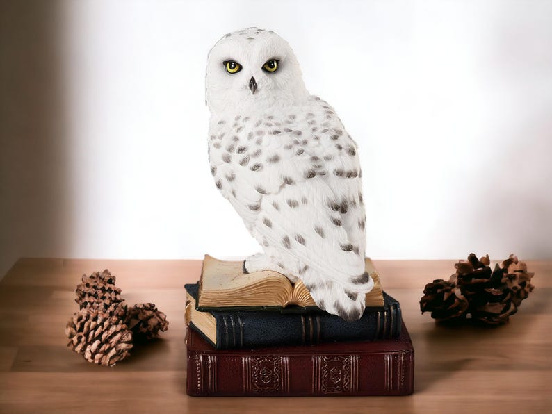 Snowy Owl Statue – Wizard Decor & Mystical Home Art - Etsy