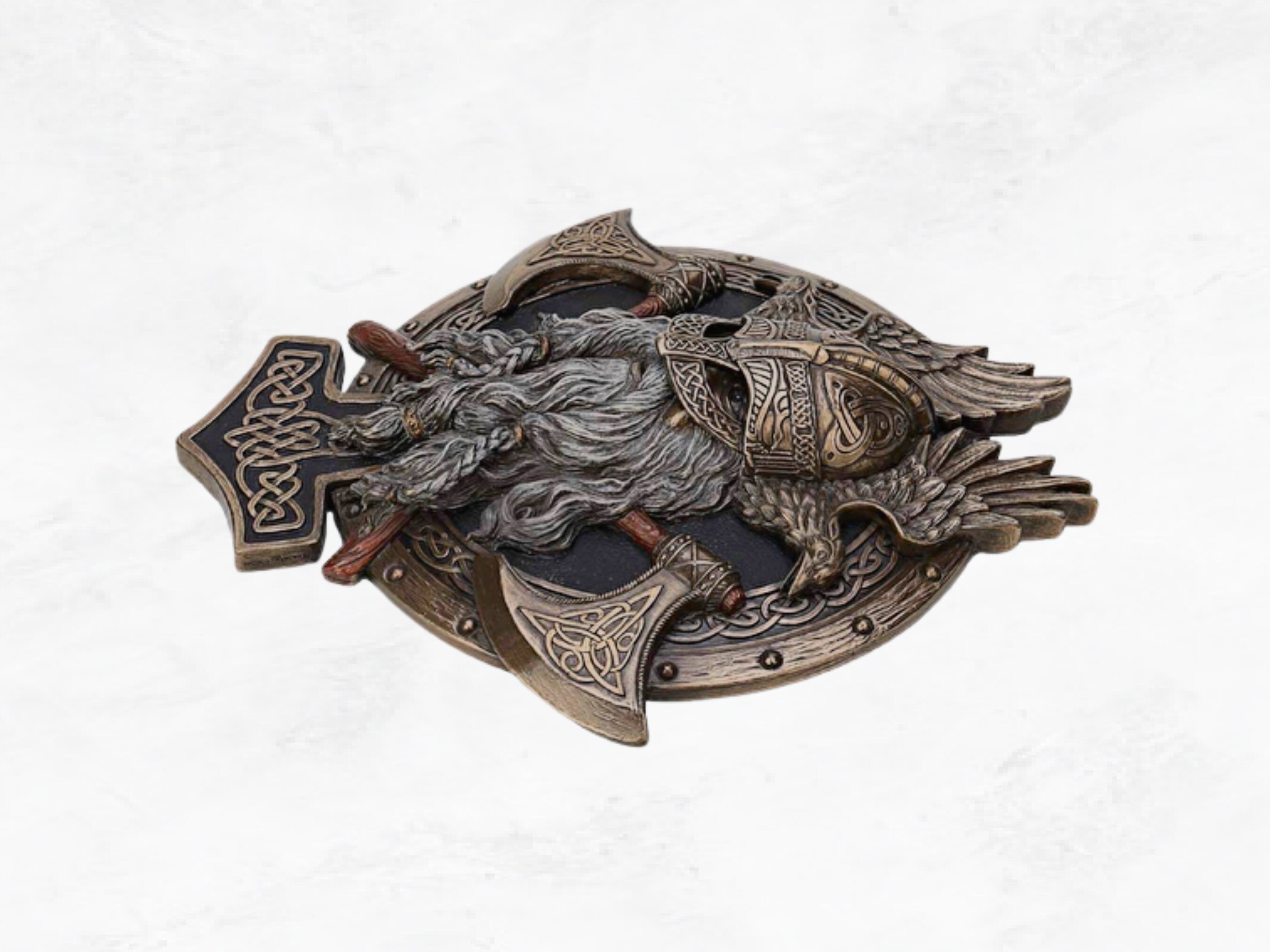 Viking Wall Plaque - Bronze & Hand Painted Colorful Decor, Norse ...