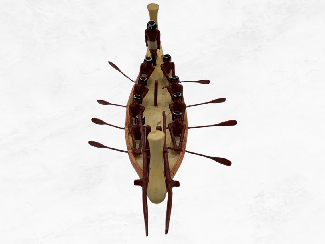 Egyptian Boat Figure, Hand Painted Rowing Egyptians Figurine, Egyptian ...