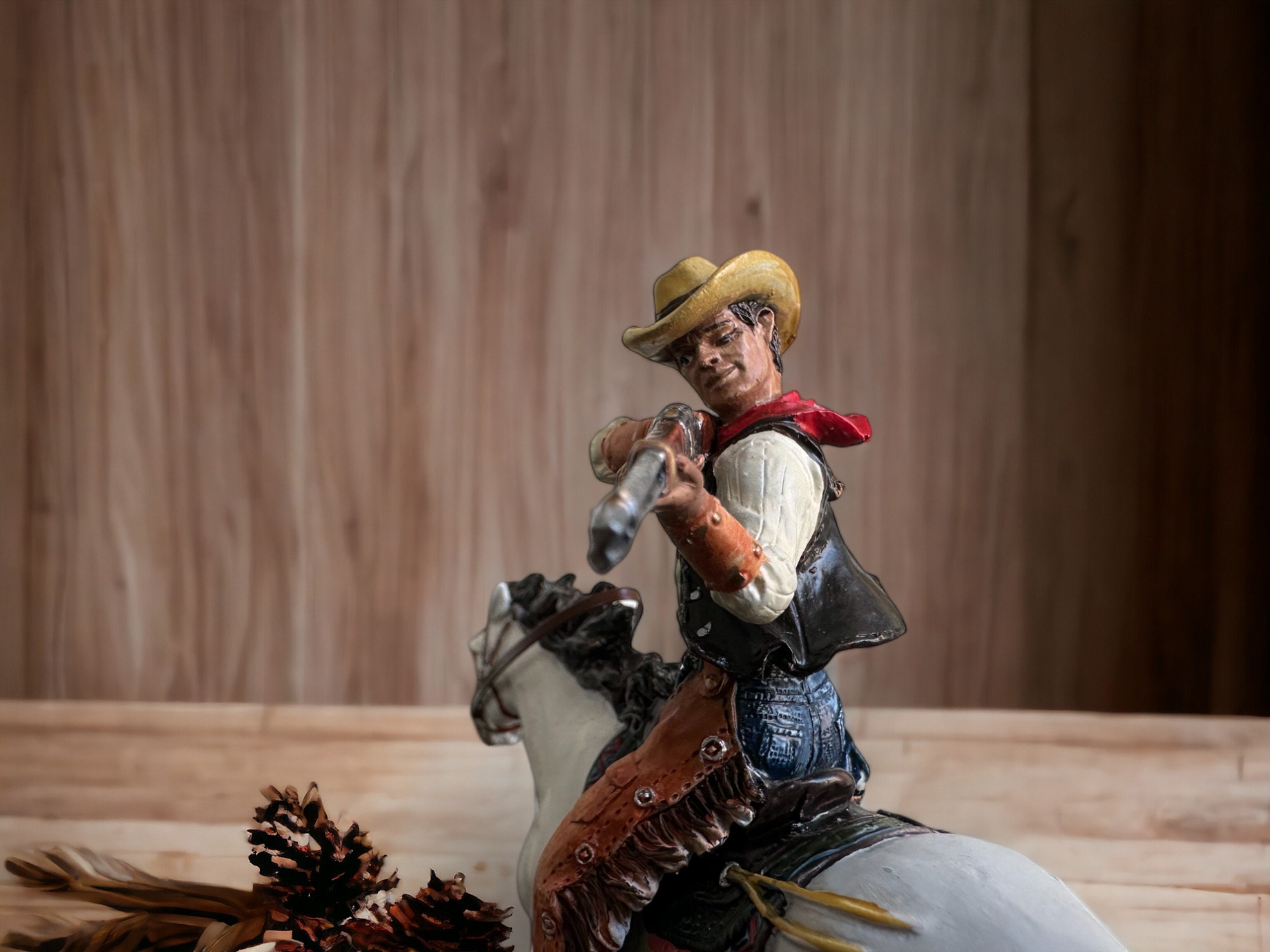 Cowboy Figurine With Horse, Western Decor, Vintage Cowboy Figurine, Wild West Home Decor ...