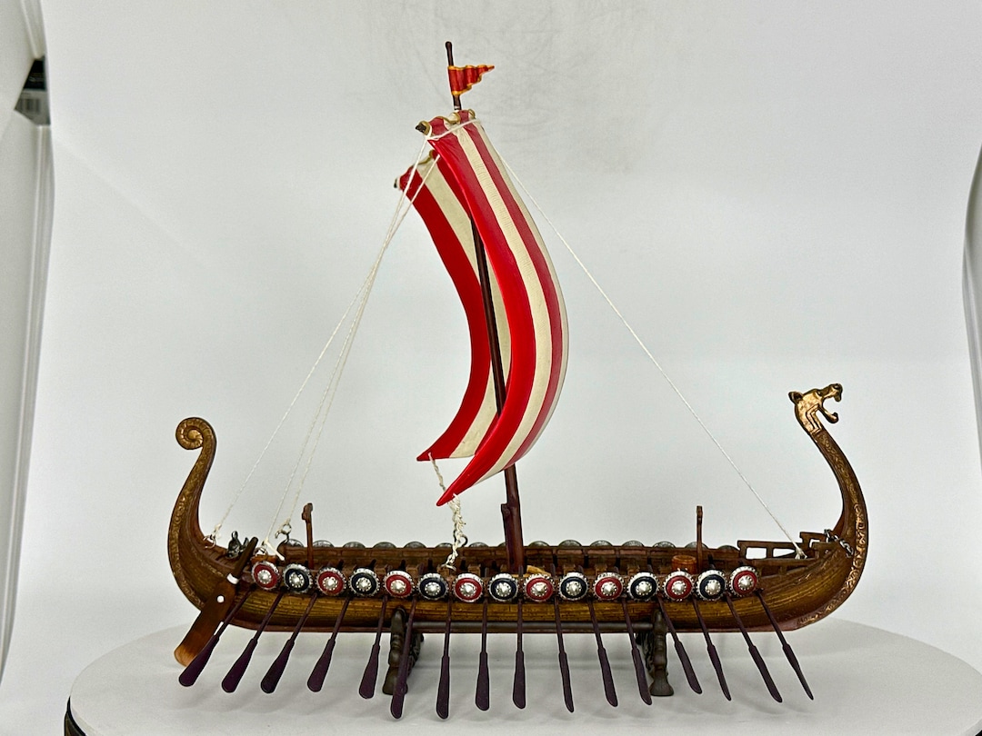 Drakkar Viking Ship Model, Wooden Viking Boat, Scandinavian Decor ...