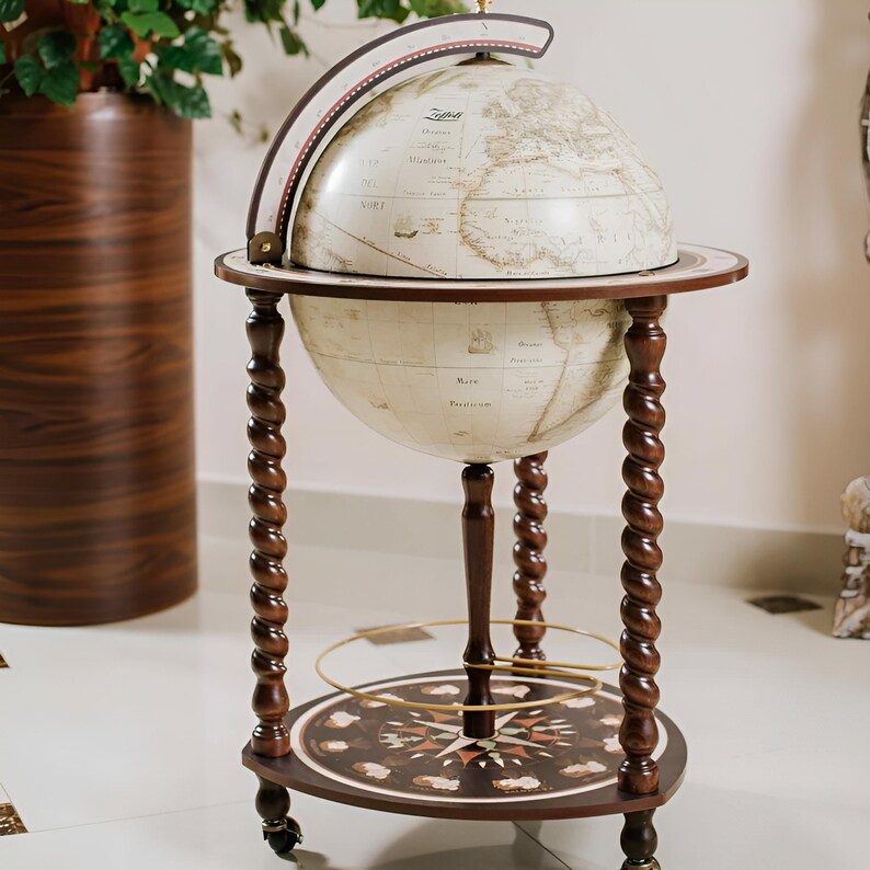 Modern Globe Bar Cart Old White Colored 18th Century Map - Etsy