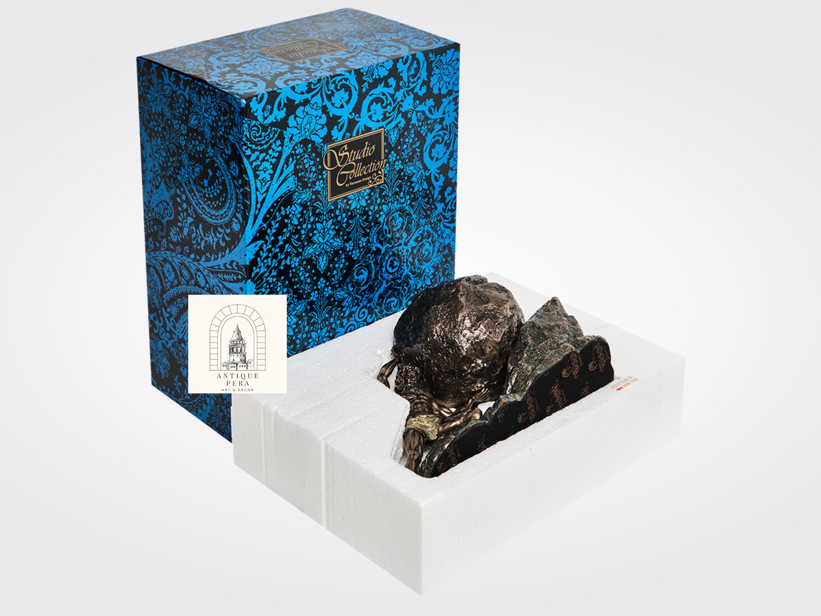 Sisyphus Statue. Sisyphus Pushing Rock Figurine, Unique Home Décor ...