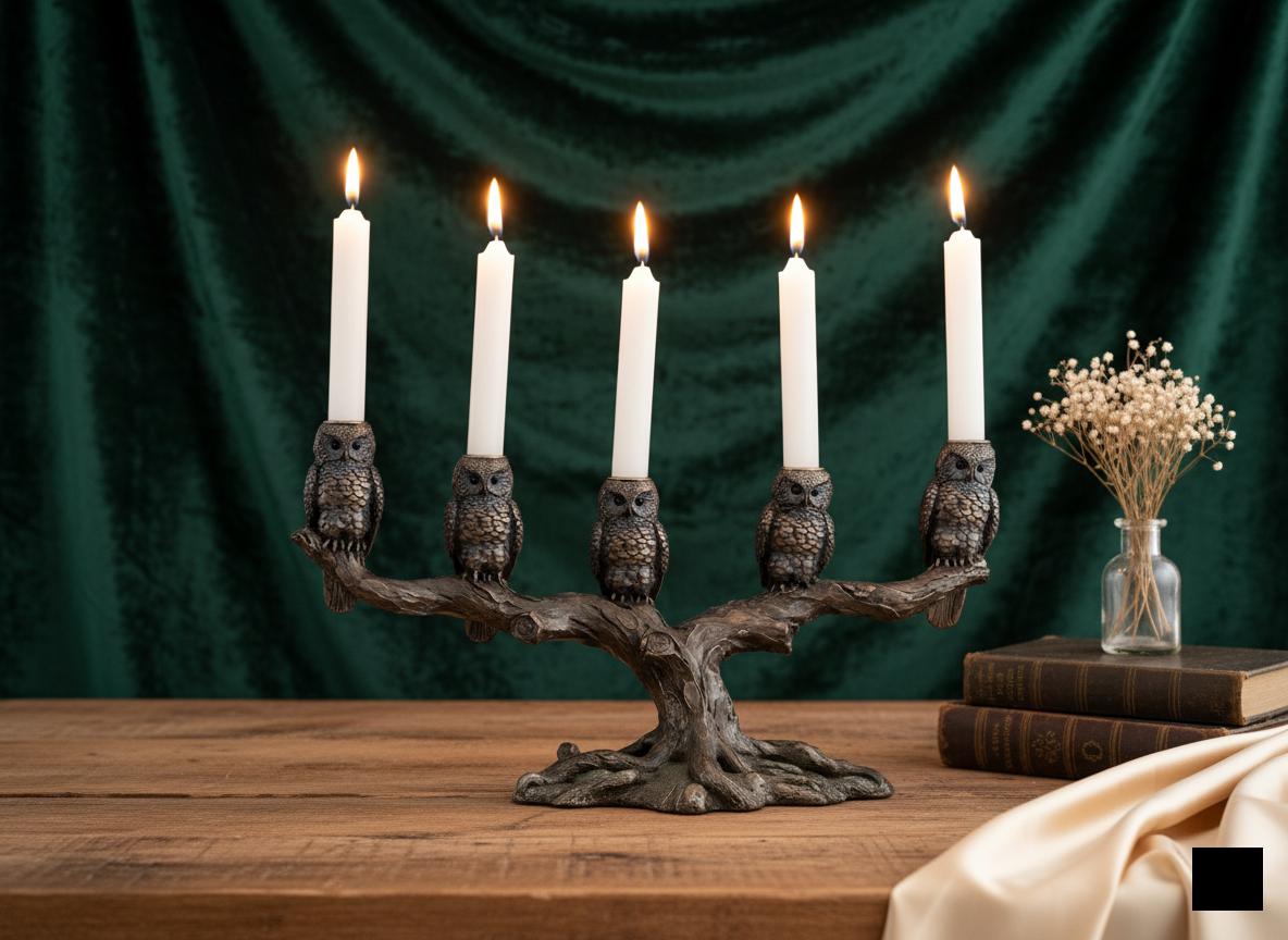 Enchanting Owl Candelabra, Woodland Bronze Candlestick | Unique Rustic ...