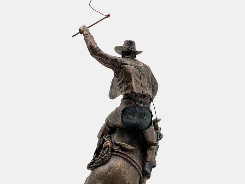 Bronco Buster Rodeo Cowboy Statue, Figurine, Detailed Hand Painted ...