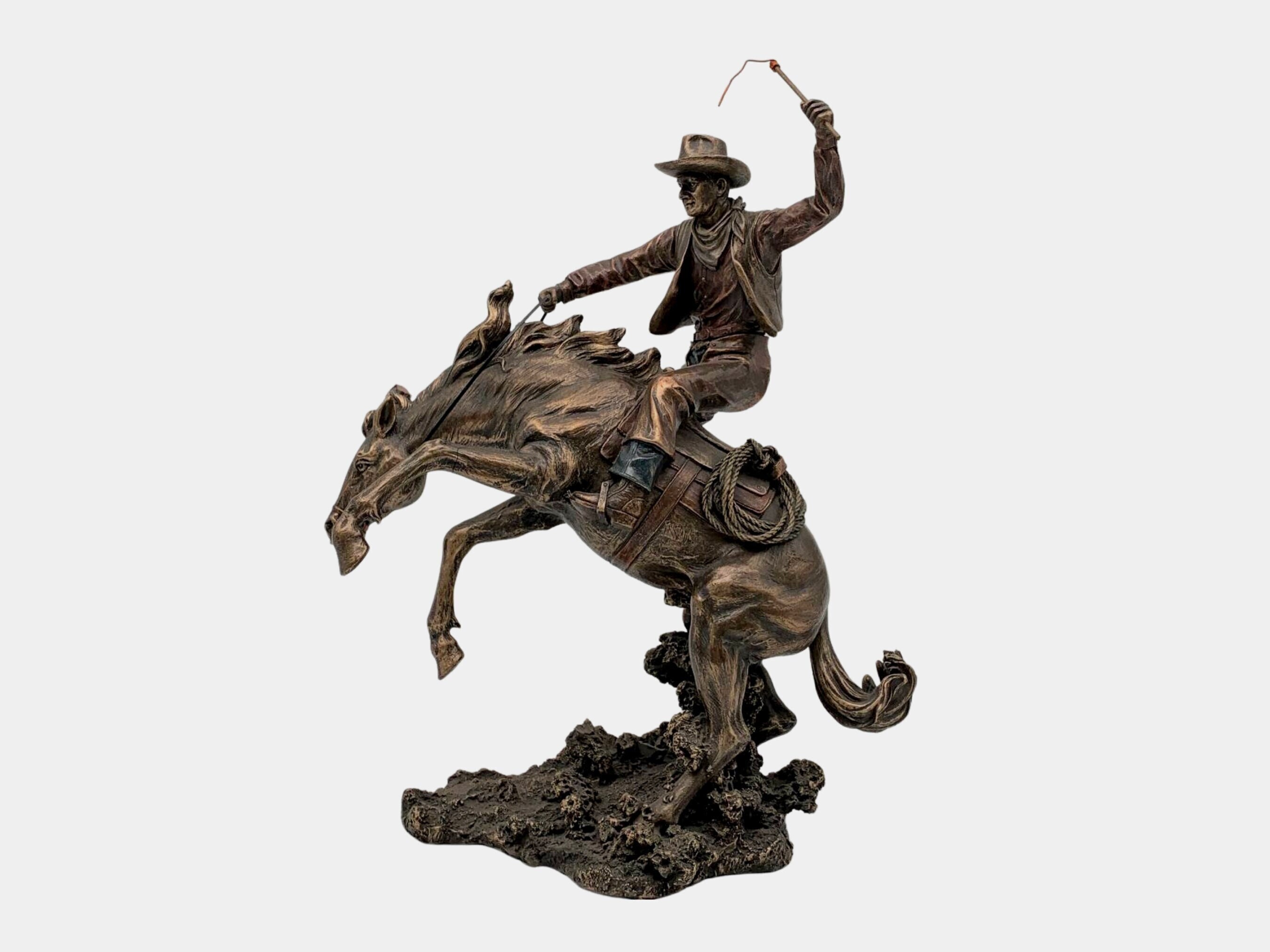 Bronco Buster Rodeo Cowboy Statue, Figurine, Detailed Hand Painted ...