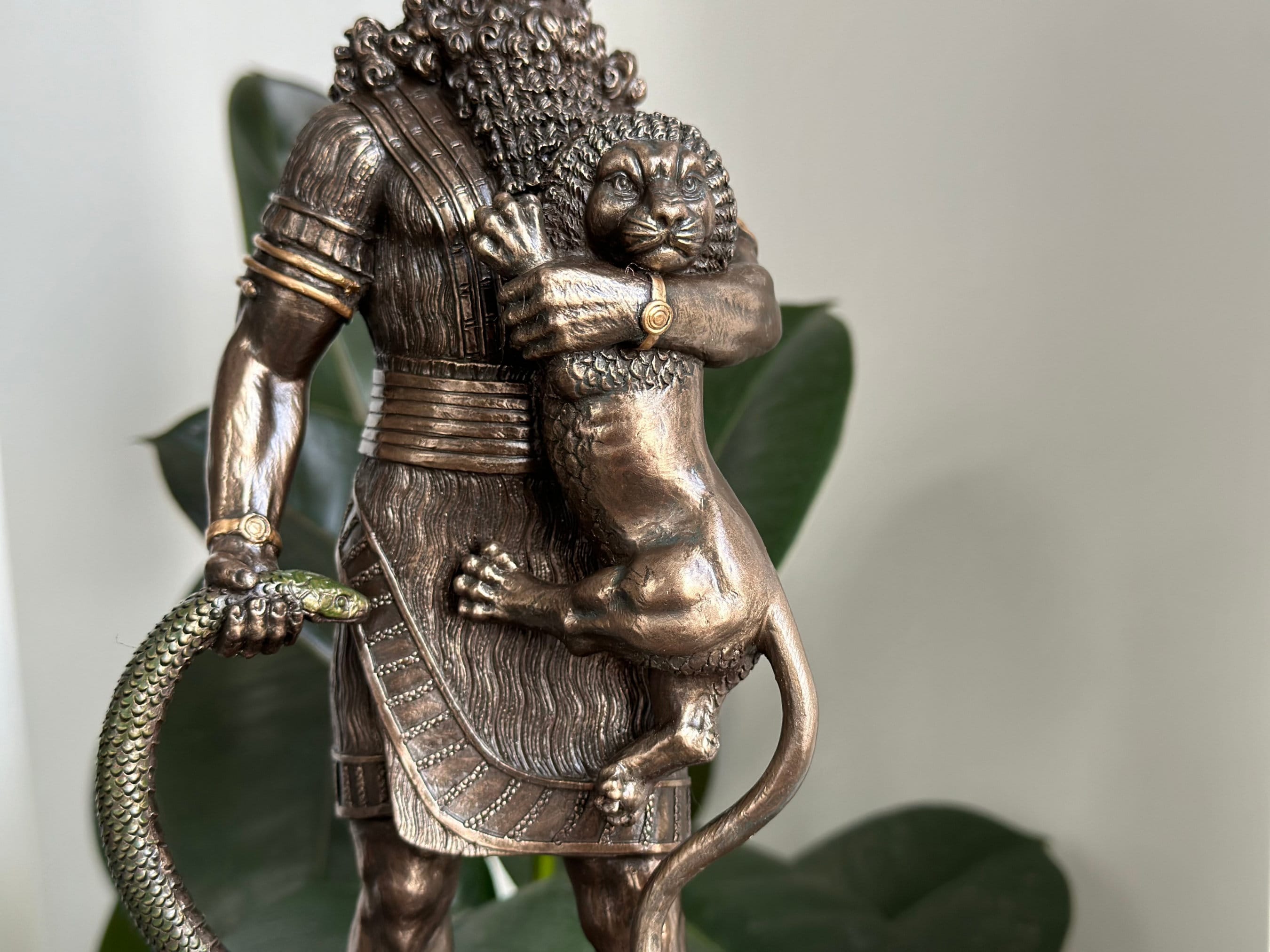 Gilgamesh Statue, King of Uruk With Baby Lion and Snake, Mesopotamian ...
