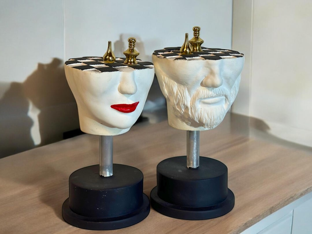 Unique Chess King & Queen Figurines, Abstract Bust Sculptures for ...
