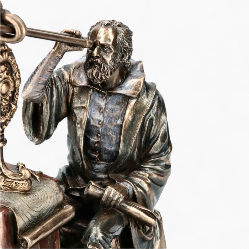 Galileo Galilei Statue – Astronomer Figurine, Scientific Decor, Bronze ...