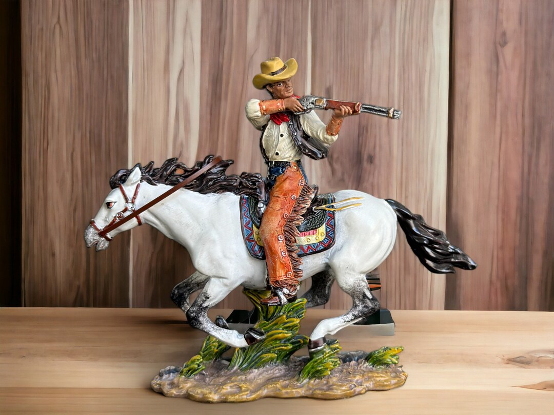 Cowboy Figurine With Horse, Western Decor, Vintage Cowboy Figurine, Wild West Home Decor ...