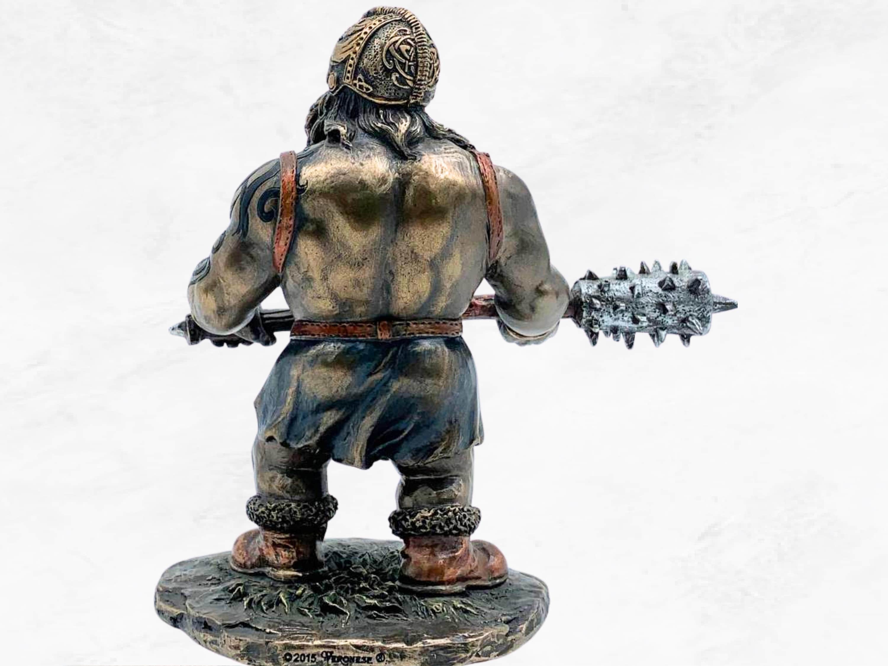 Dwarf Viking Warrior Figurine, Statue, With Spiked Mace, Hand Painted ...