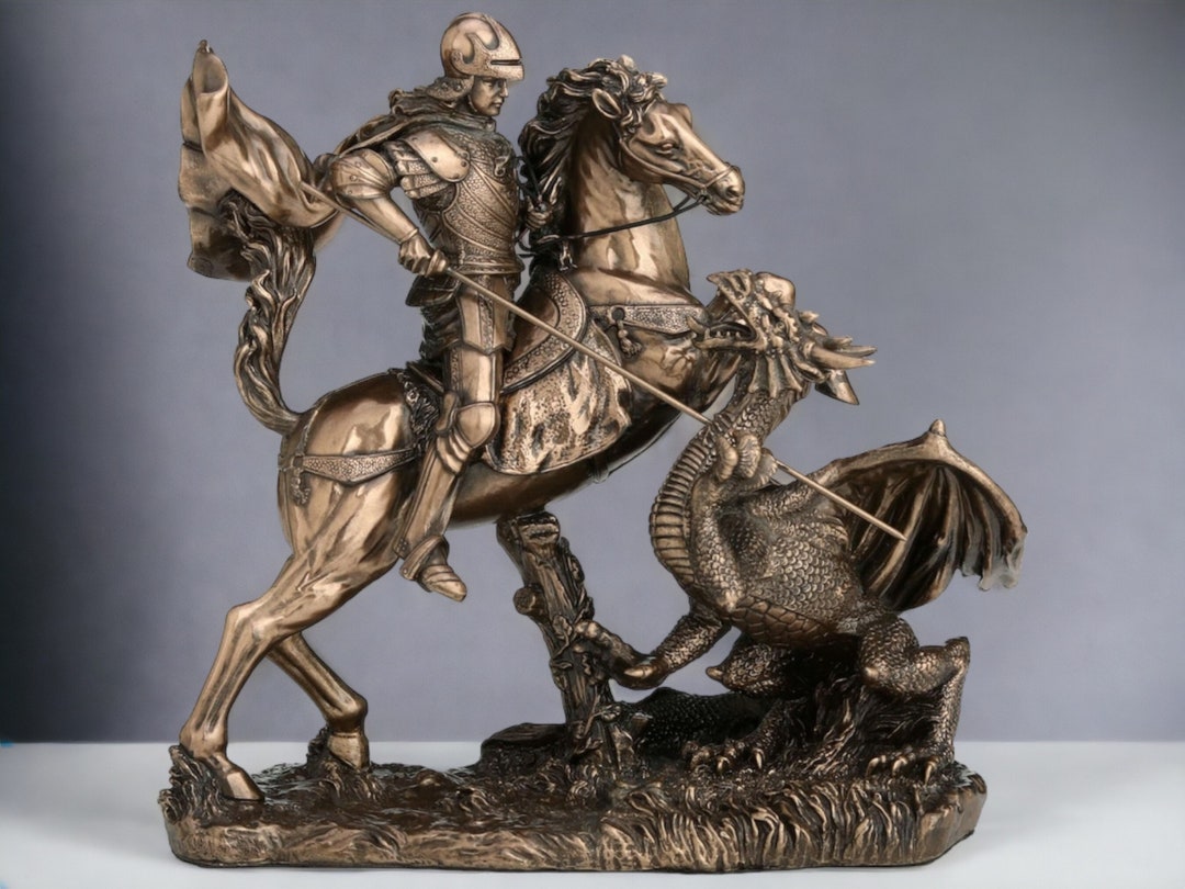 Dragon Slayer Saint George Statue, Mythical Creature Decor, Patron ...