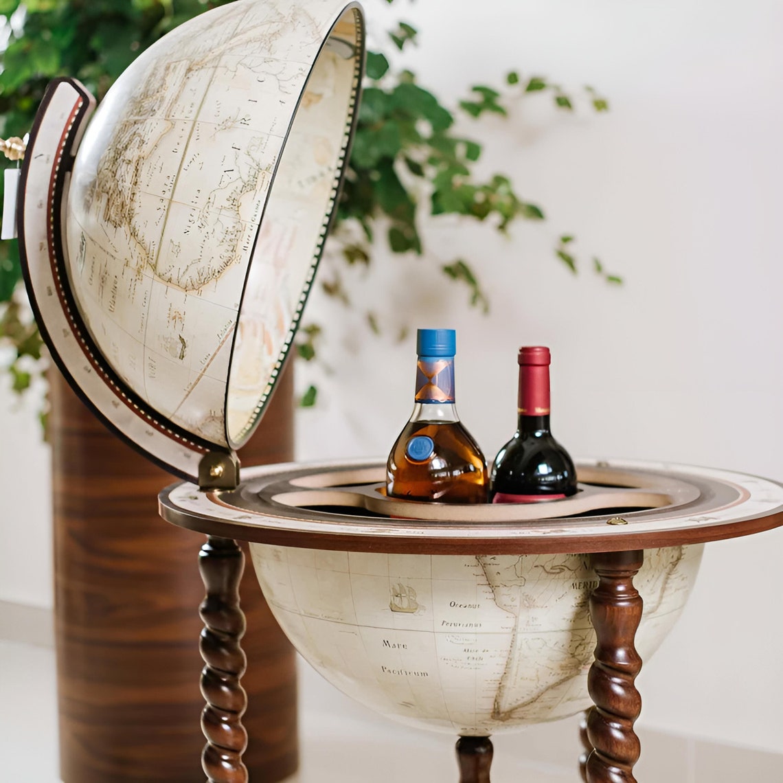Modern Globe Bar Cart Old White Colored 18th Century Map - Etsy