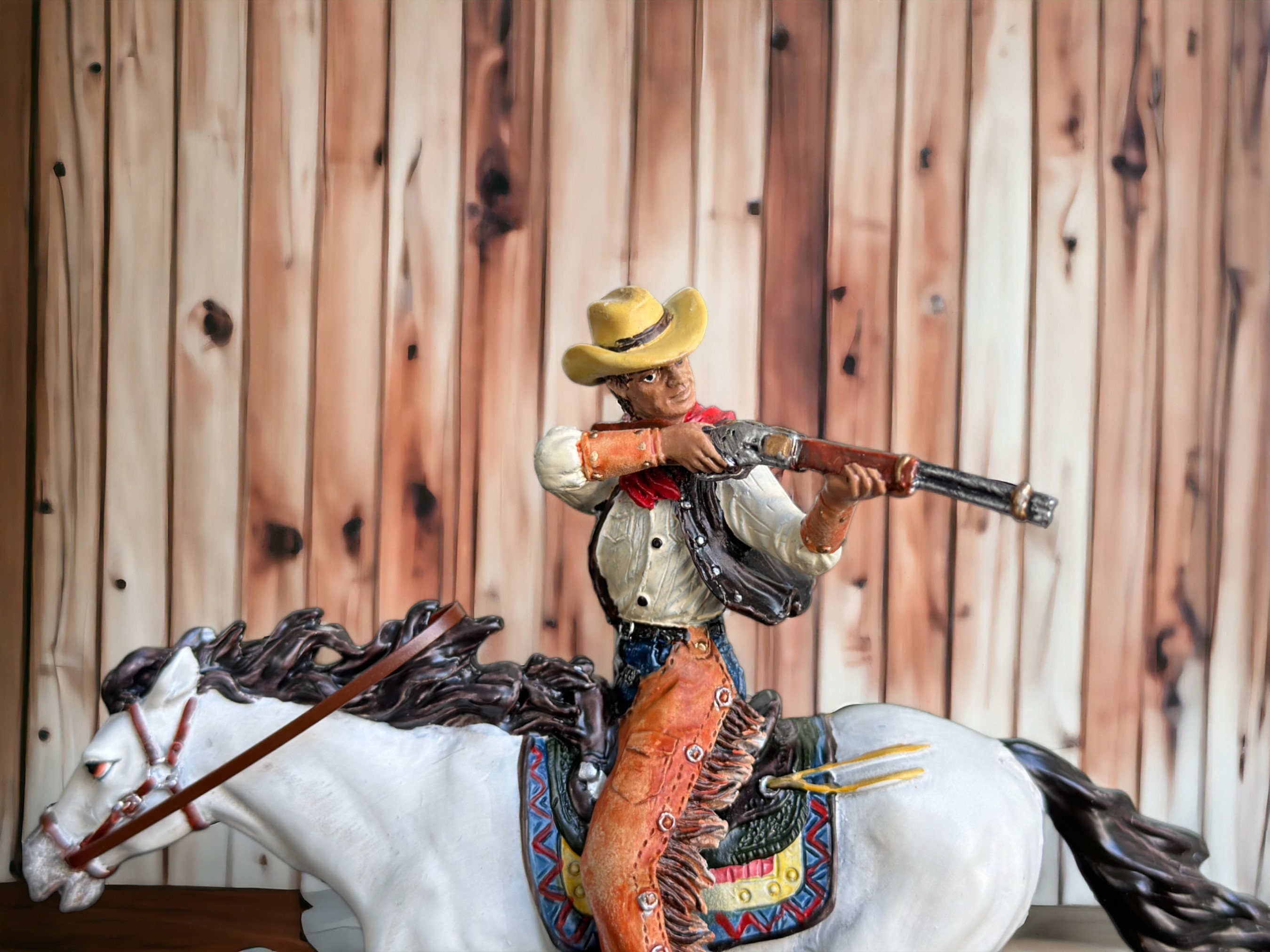 Cowboy Figurine With Horse, Western Decor, Vintage Cowboy Figurine, Wild West Home Decor ...