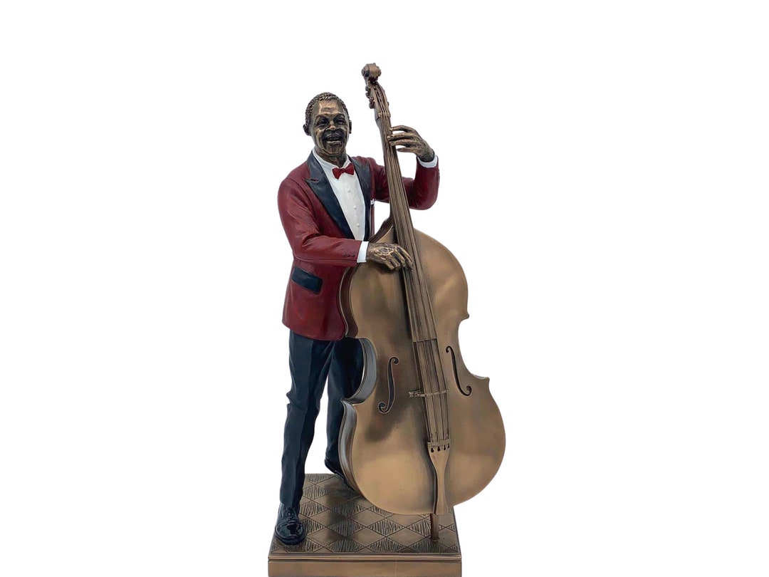 Double Bass Player Figurine, Bassist Sculpture, Bass Musician, Jazz ...