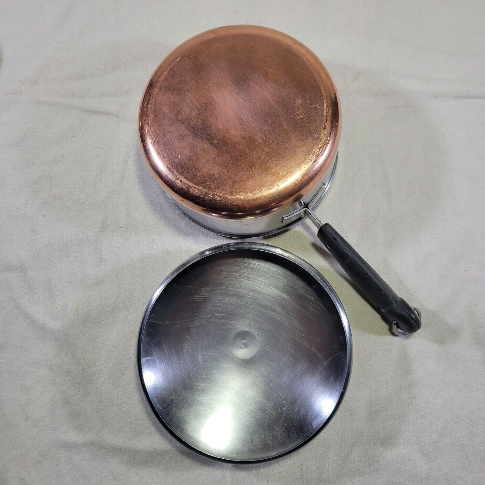 SET of 6 Pieces Vintage Pre-1968 Revere Ware Copper Bottom Sauce Pans W ...