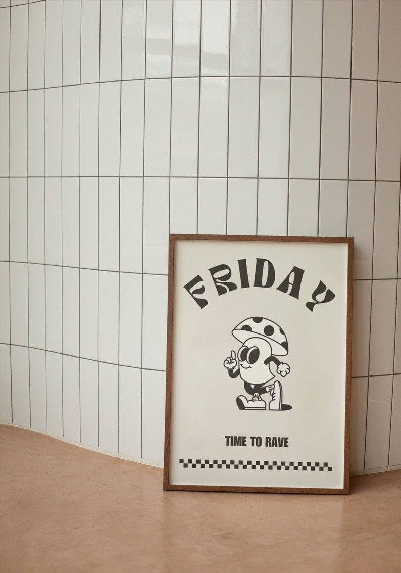 Friday Time to Rave Poster, Rave Poster, Rave Wall Art, 90s Wall Decor ...