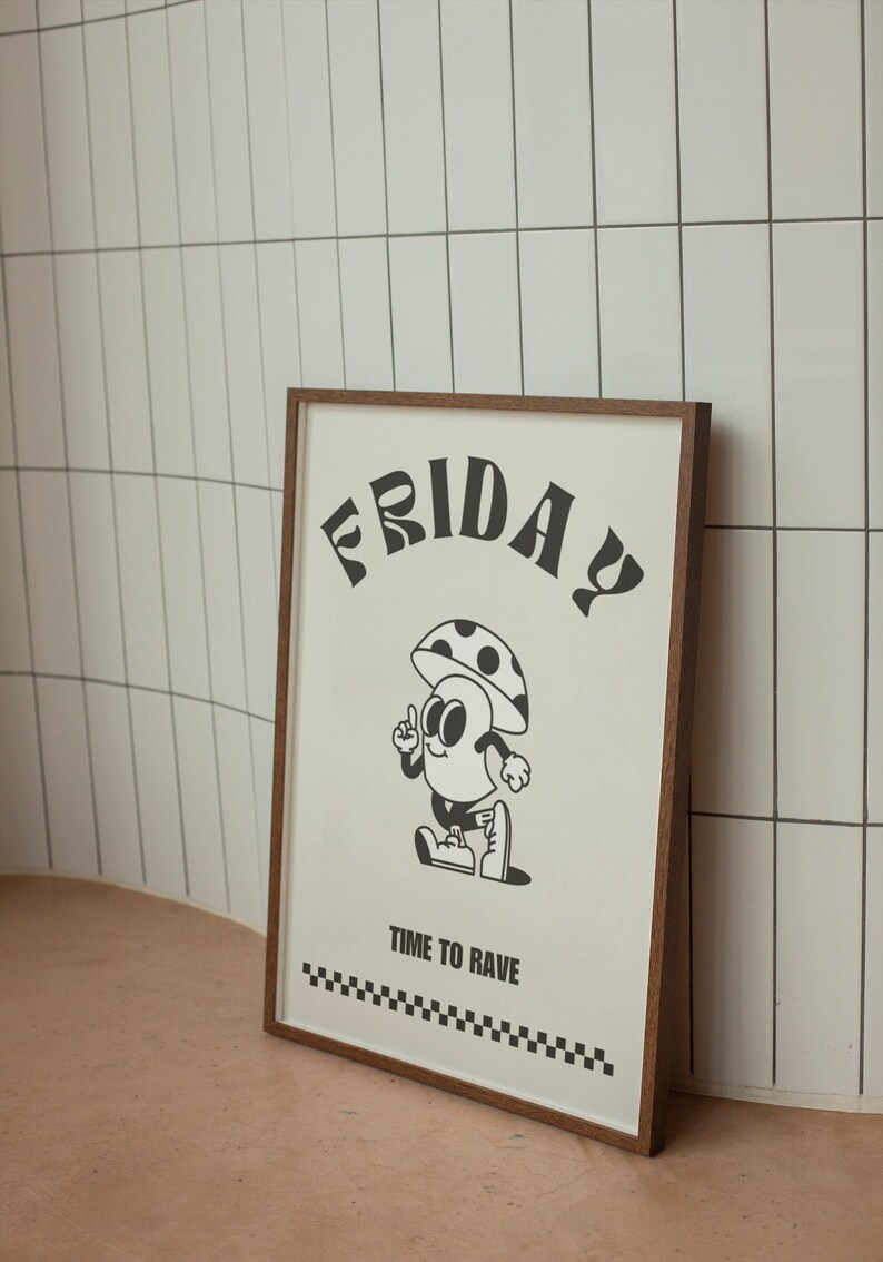 Friday Time to Rave Poster, Rave Poster, Rave Wall Art, 90s Wall Decor ...
