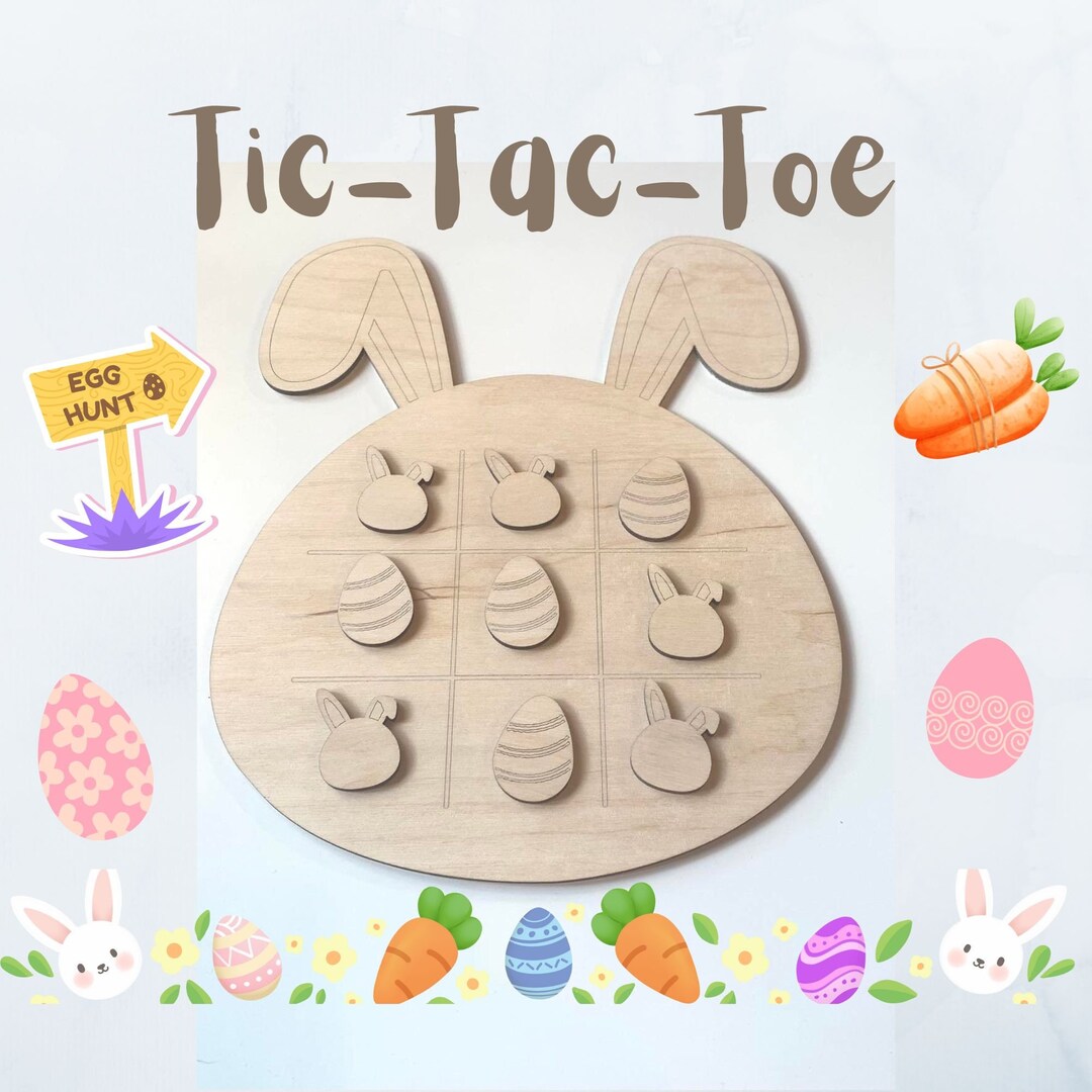 Easter Tic-tac-toe Wooden Easter Game Easter Egg Hunt Game - Etsy