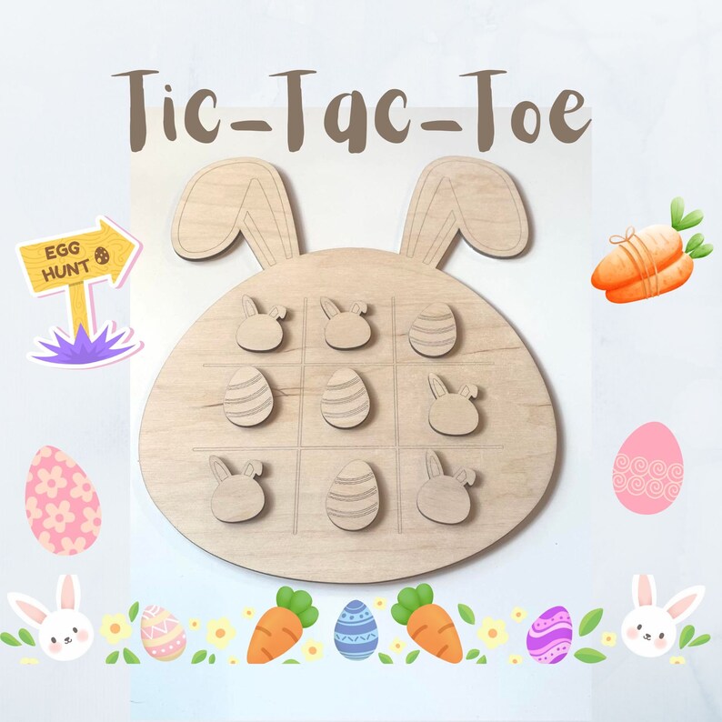 Easter Tic-tac-toe Wooden Easter Game Easter Egg Hunt Game - Etsy