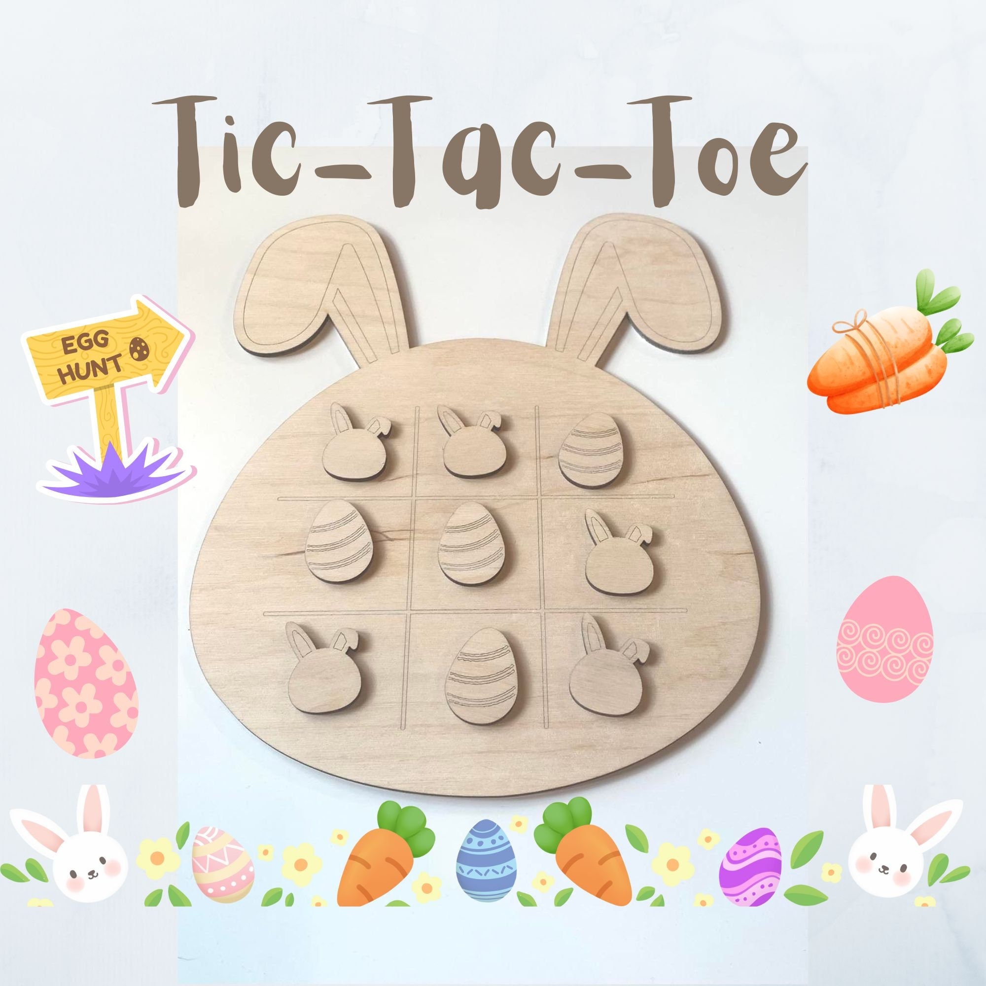 Easter Tic-tac-toe Wooden Easter Game Easter Egg Hunt Game - Etsy
