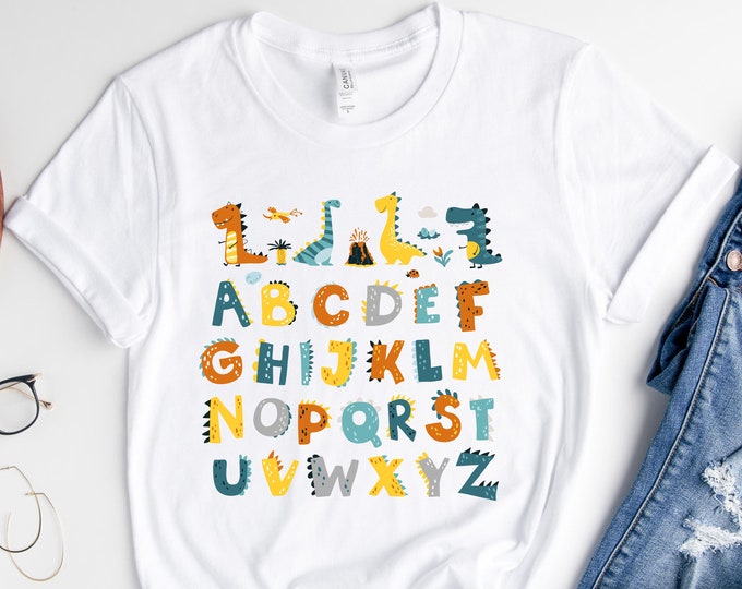 Types of Dinosaurs Alphabet A-Z ABC Dino Identification Gift T-shirt ...