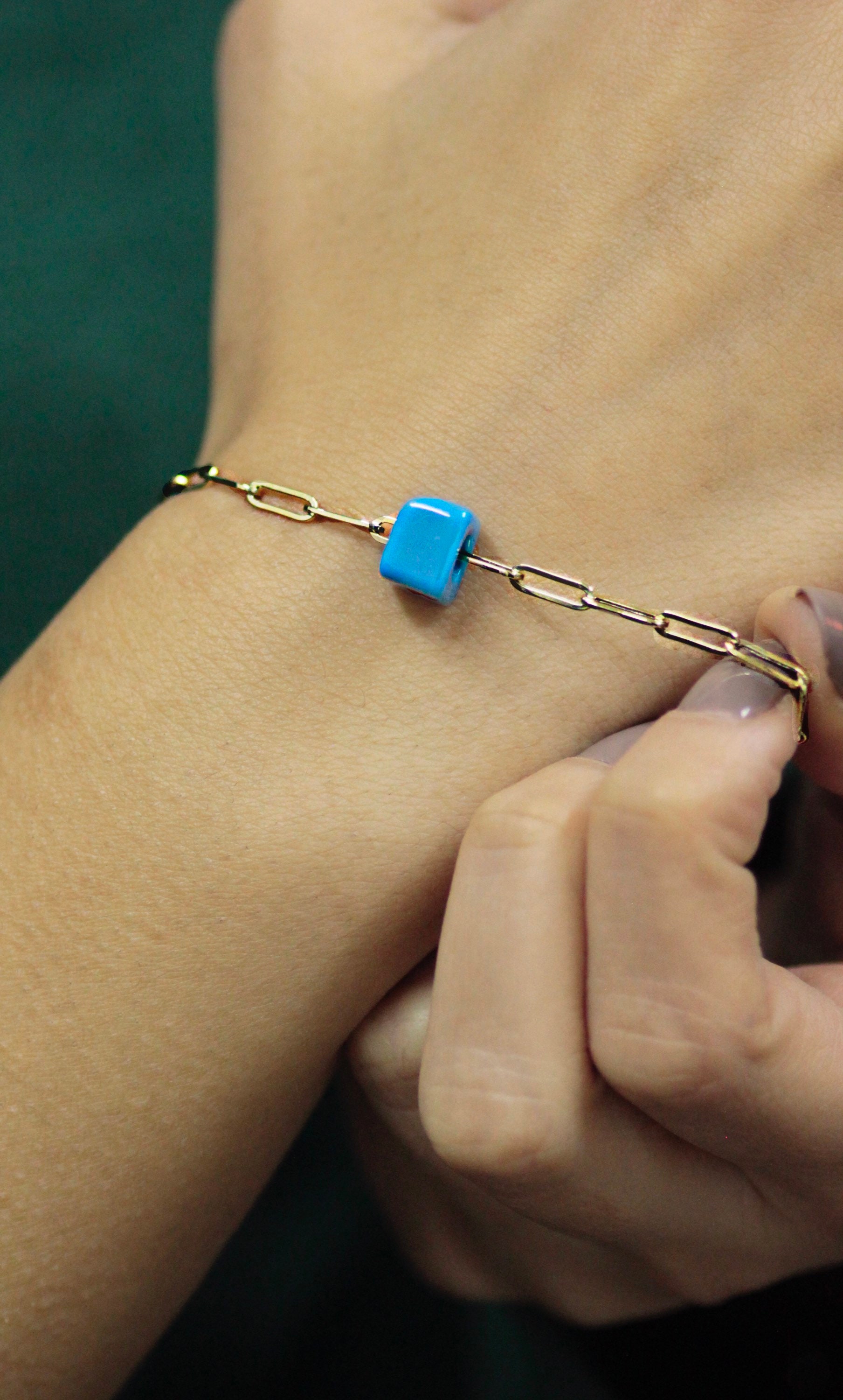 Paper Clip Bracelet, 14K Gold Tiny Paper Clip Link Bracelet, Non Hollow ...