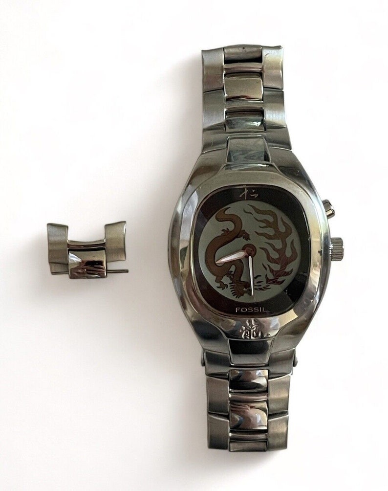 Fossil Big Tic Dragon Flame Digital Animated Dial Vintage Wrist Watch ...