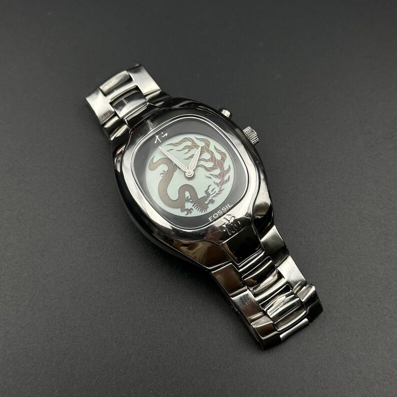 Fossil Big Tic Dragon Flame Digital Animated Dial Vintage Wrist Watch ...