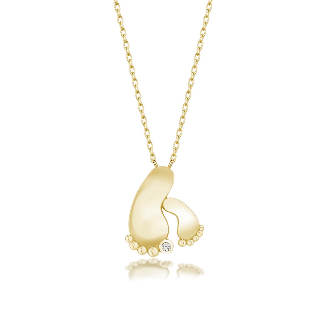 Diamond 925 Sterling Silver Mom and Baby Foot Necklace Silver - Etsy