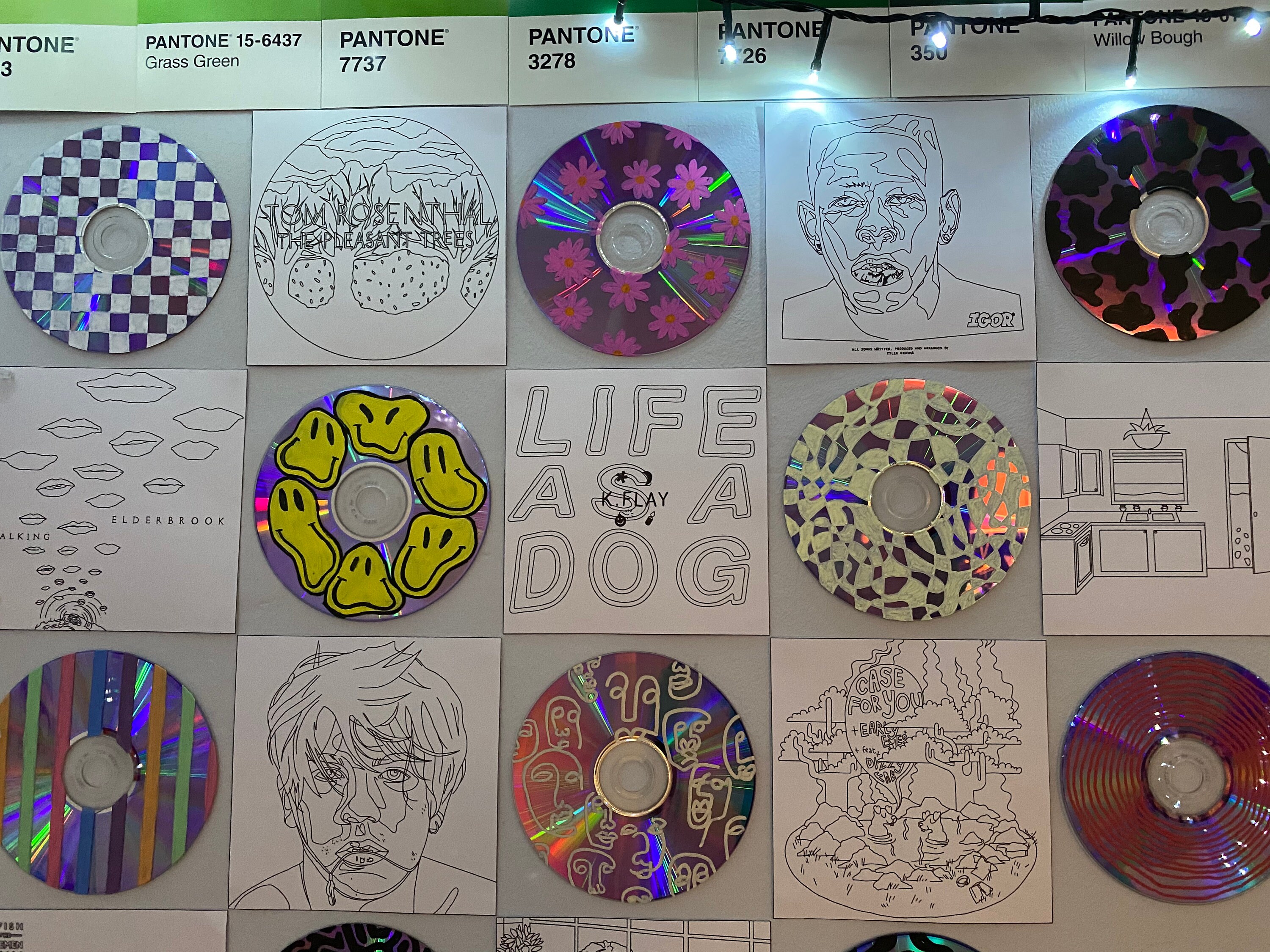 Painted Cds Wall Decor Album Cover Line Art - Etsy