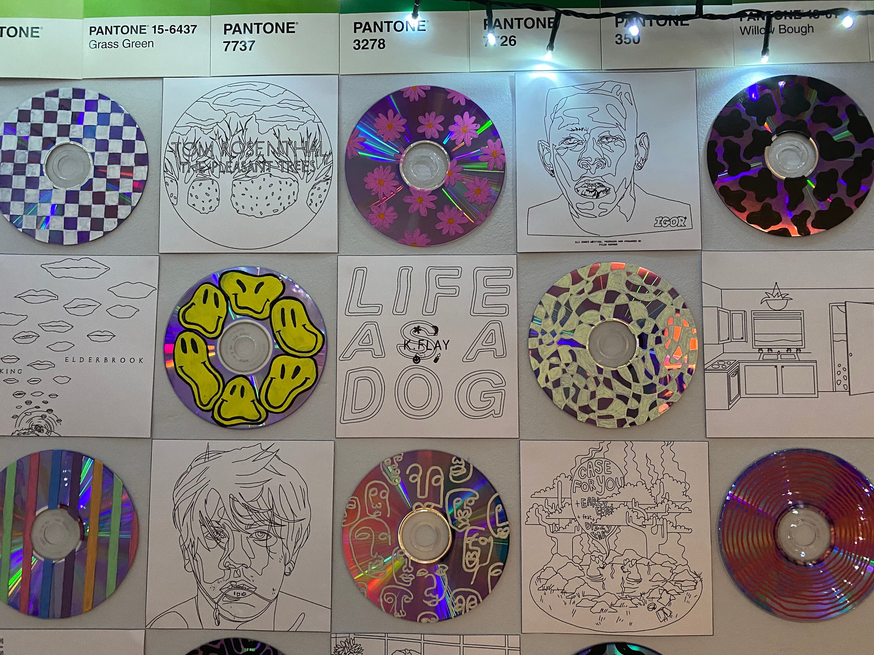 Painted Cds Wall Decor Album Cover Line Art - Etsy