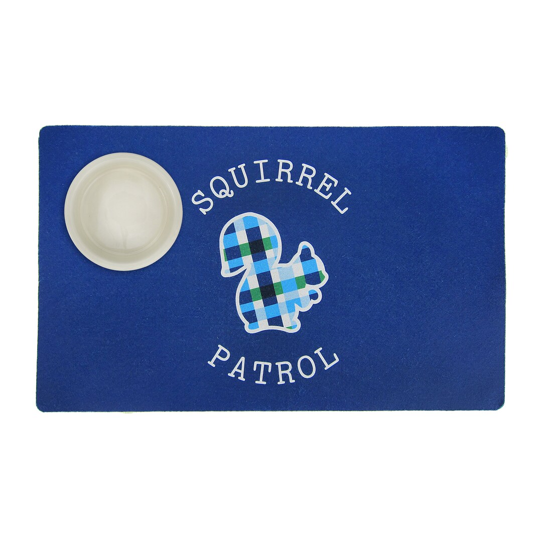 Summer Plaid W/ Squirrel (blue) - Dog Mat, Slip-resistant Pet Mat, Pet ...