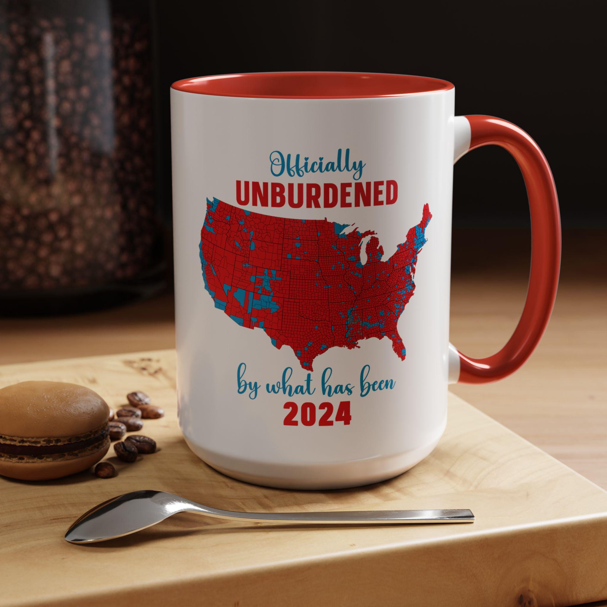Election Results Map 2024 Mug, Donald Trump 2024 Mug, Unburdened by ...