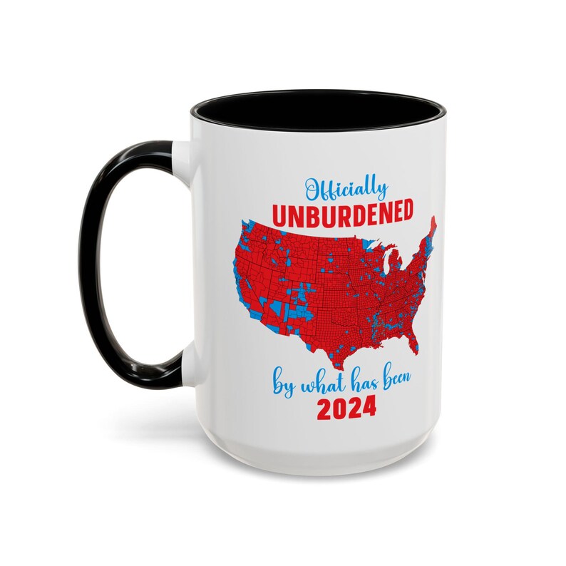 Election Results Map 2024 Mug, Donald Trump 2024 Mug, Unburdened by ...