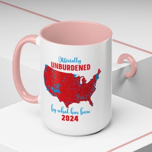 Election Results Map 2024 Mug, Donald Trump 2024 Mug, Unburdened by ...