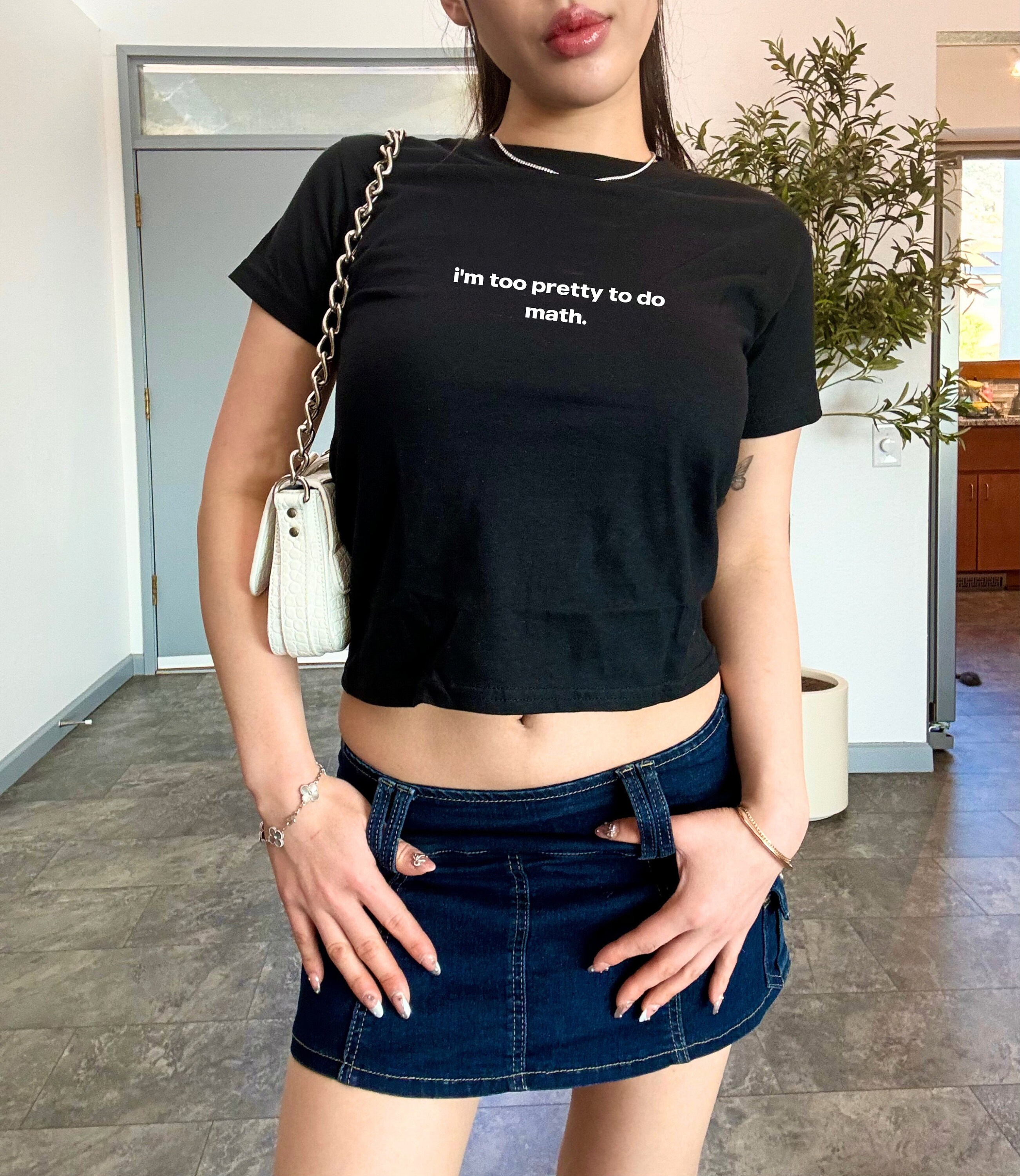 I'm Too Pretty to Do Math Baby Tee Y2k, Women's Fitted Tee, Funny Baby ...