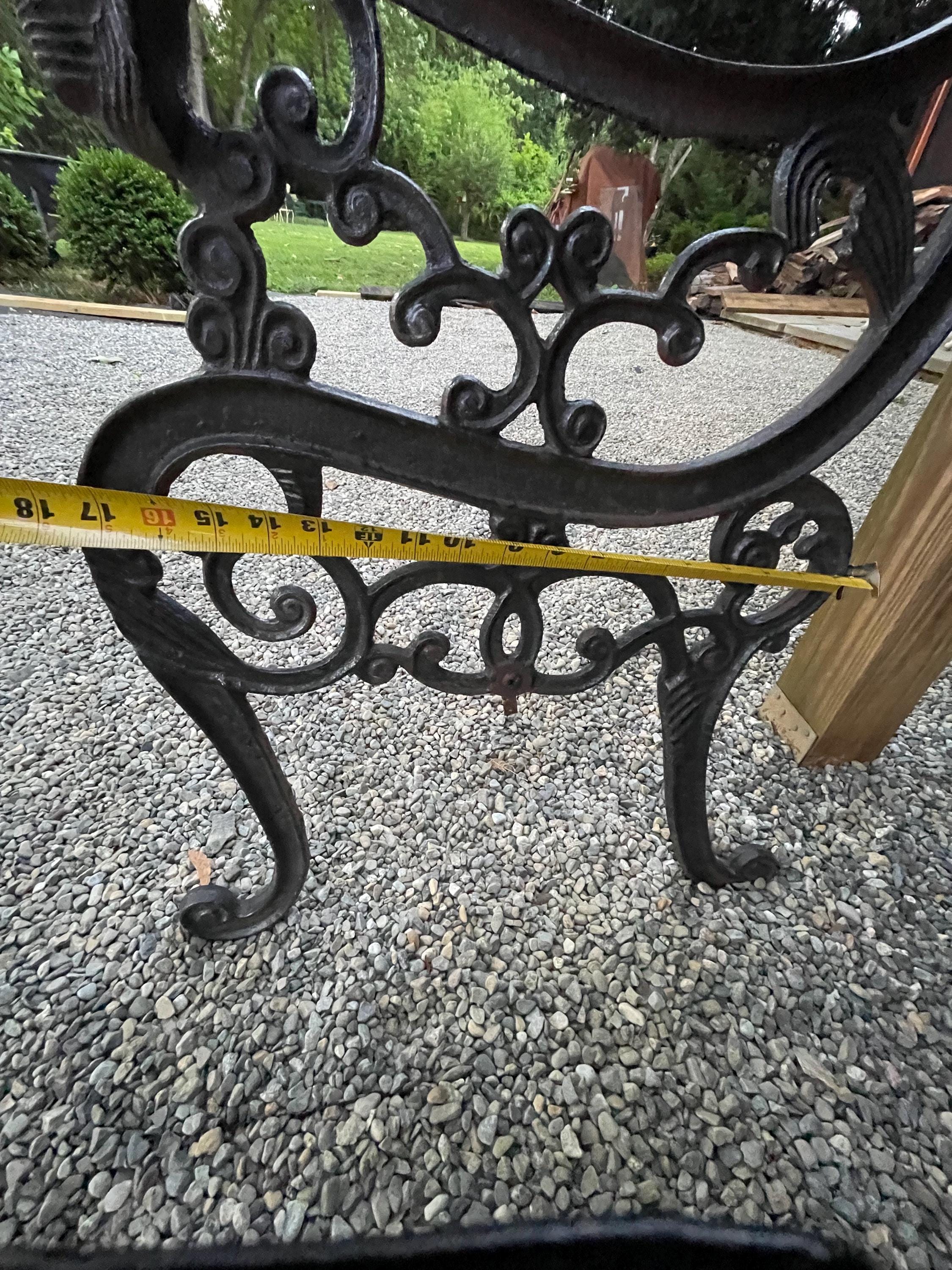 Vintage Cast Iron Lion Head Bench Ends, Ornate Garden Decor, 30.7” High ...