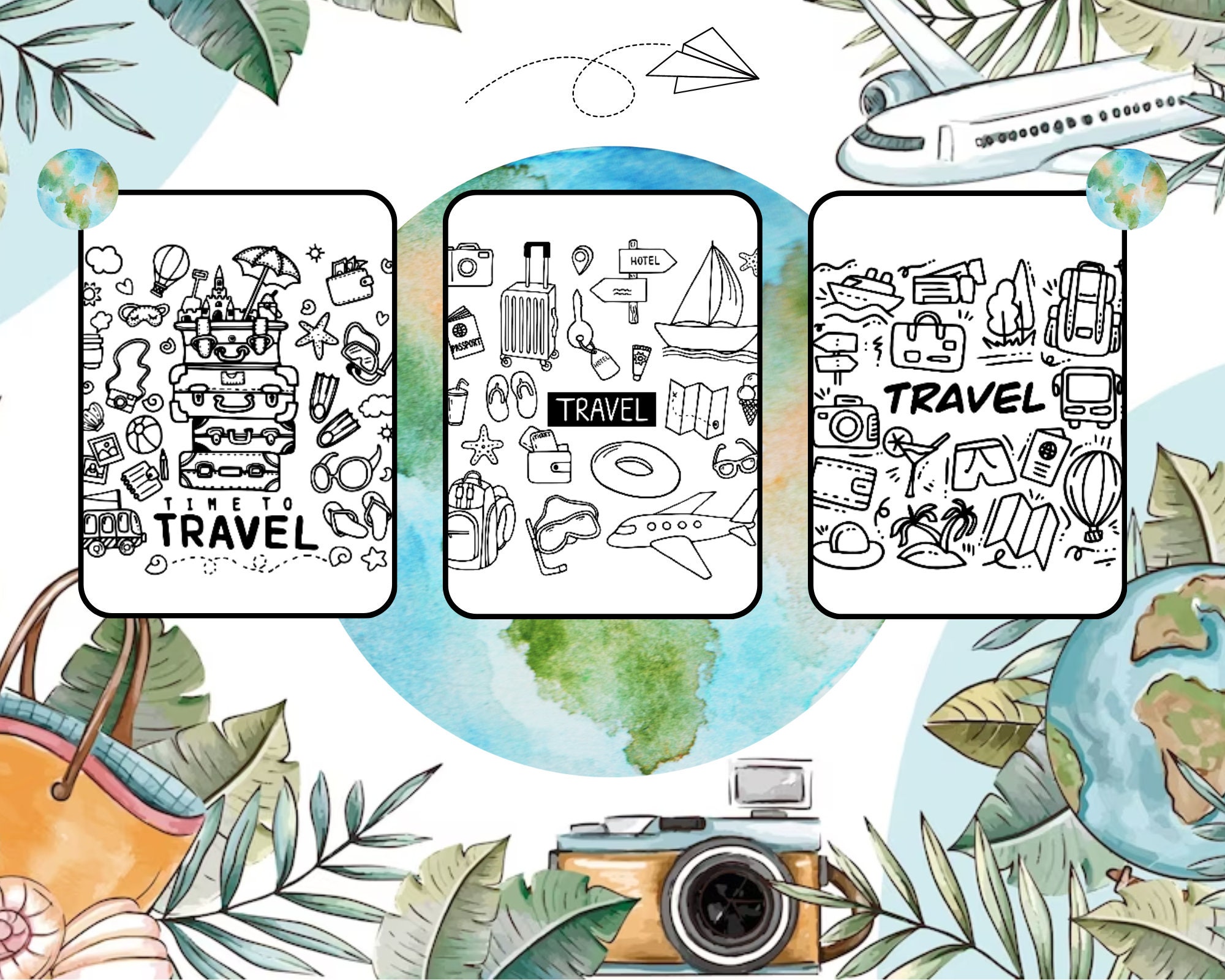 Travel Coloring Pages for Kids Coloring Pages Travelvacation - Etsy