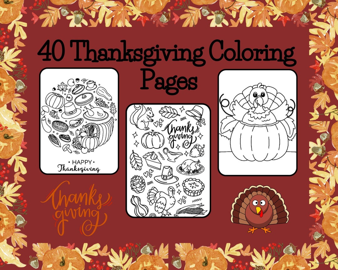 Thanksgiving Coloring Pages for Kids, Fall Coloring Book, Turkey ...