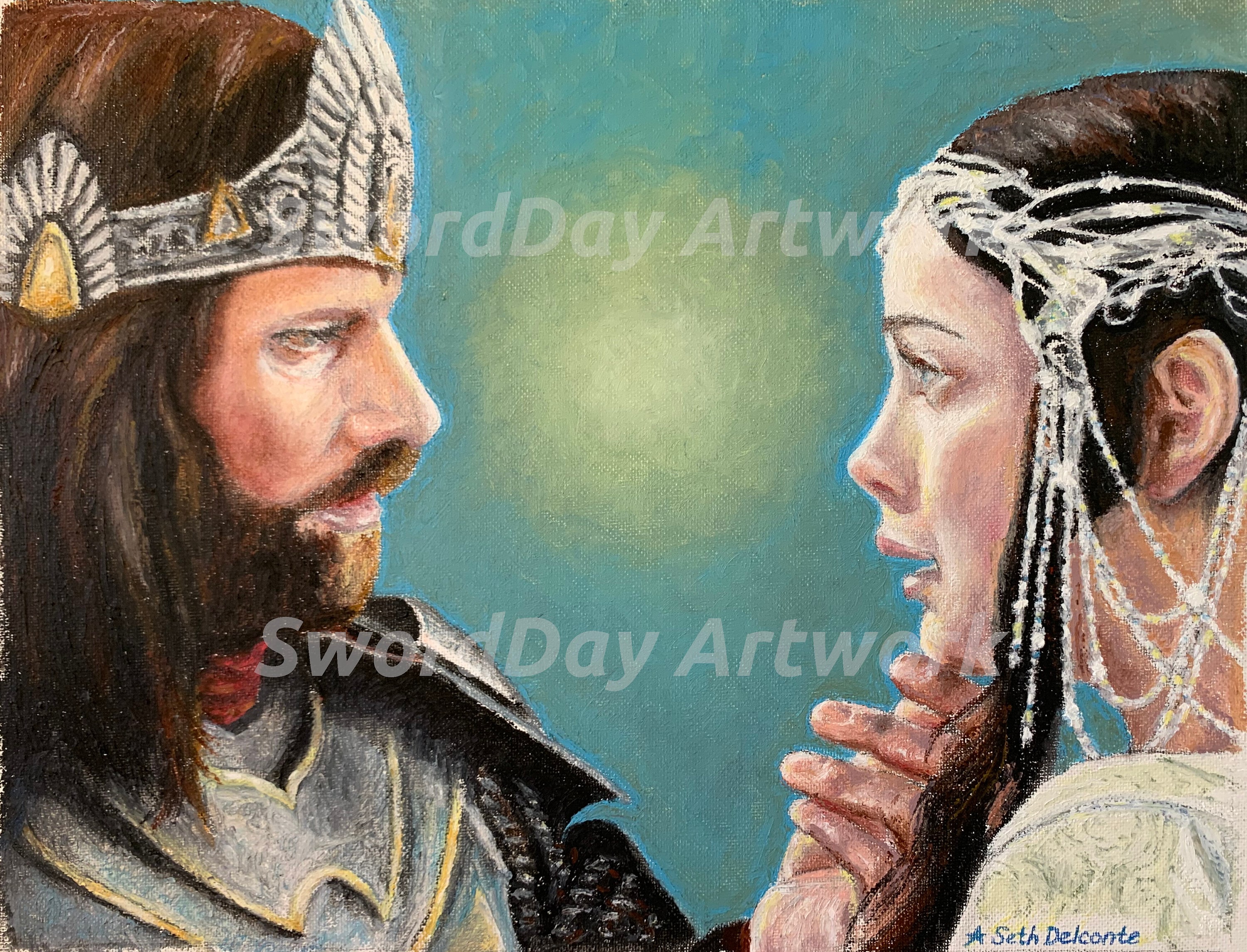 Aragorn and Arwen the Bride Giclee Print of Original Oil Pastel Lord of ...