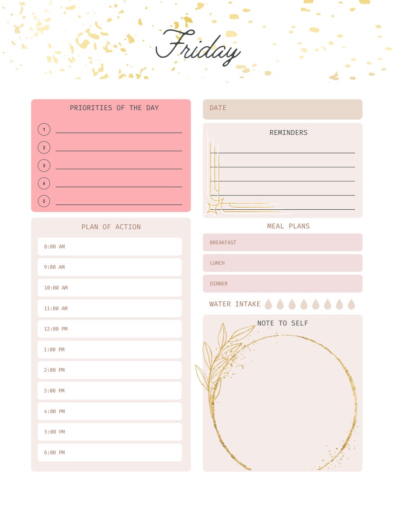 Pink and Gold Cute Girly Weekly Planner - Etsy