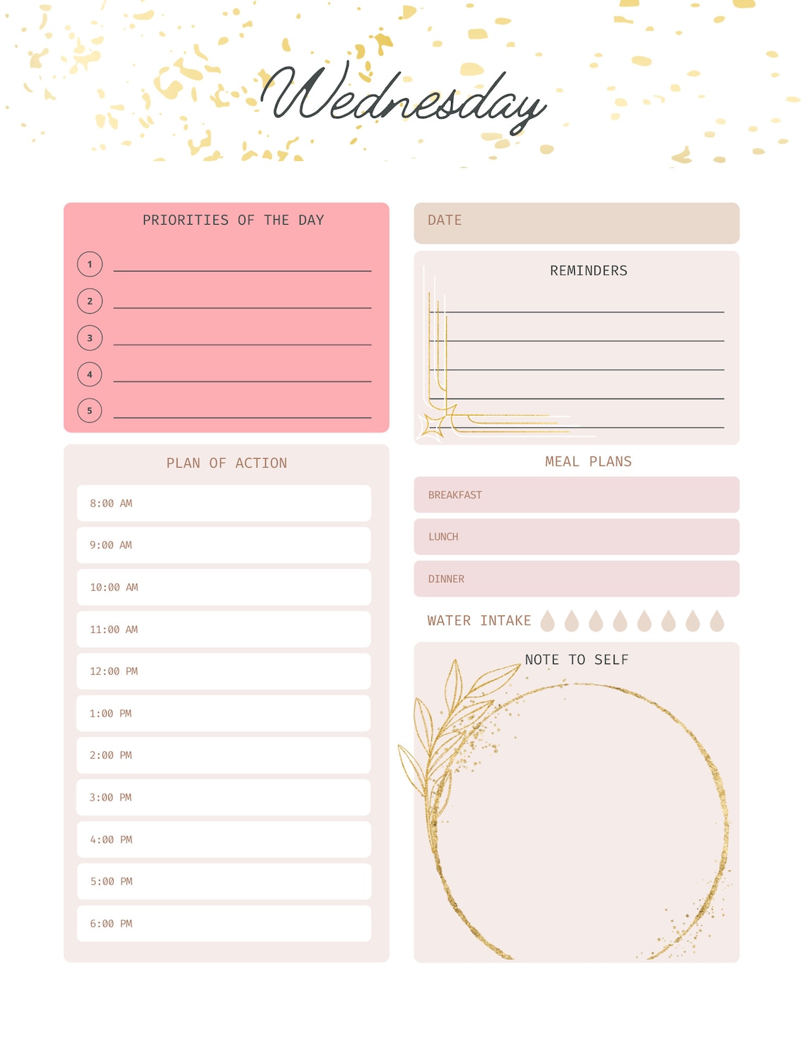 Pink and Gold Cute Girly Weekly Planner - Etsy