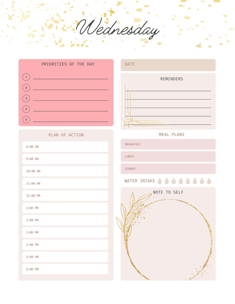 Pink and Gold Cute Girly Weekly Planner - Etsy