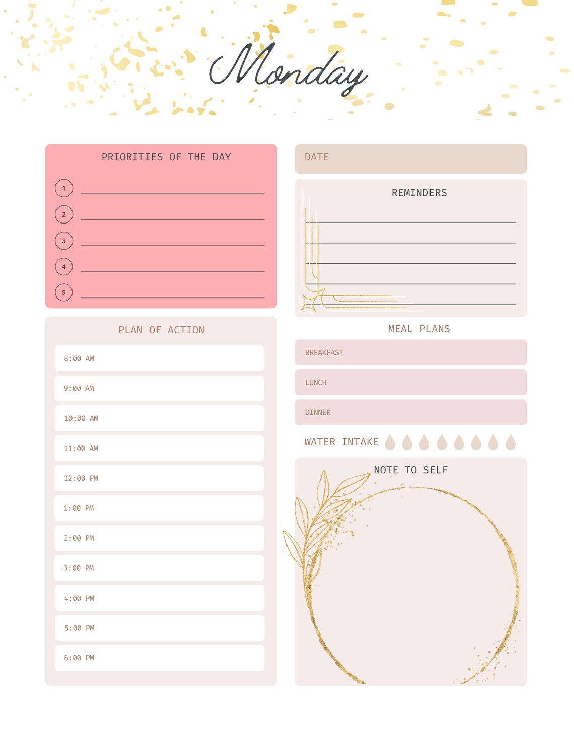 Pink and Gold Cute Girly Weekly Planner - Etsy