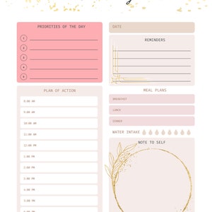 Pink and Gold Cute Girly Weekly Planner - Etsy