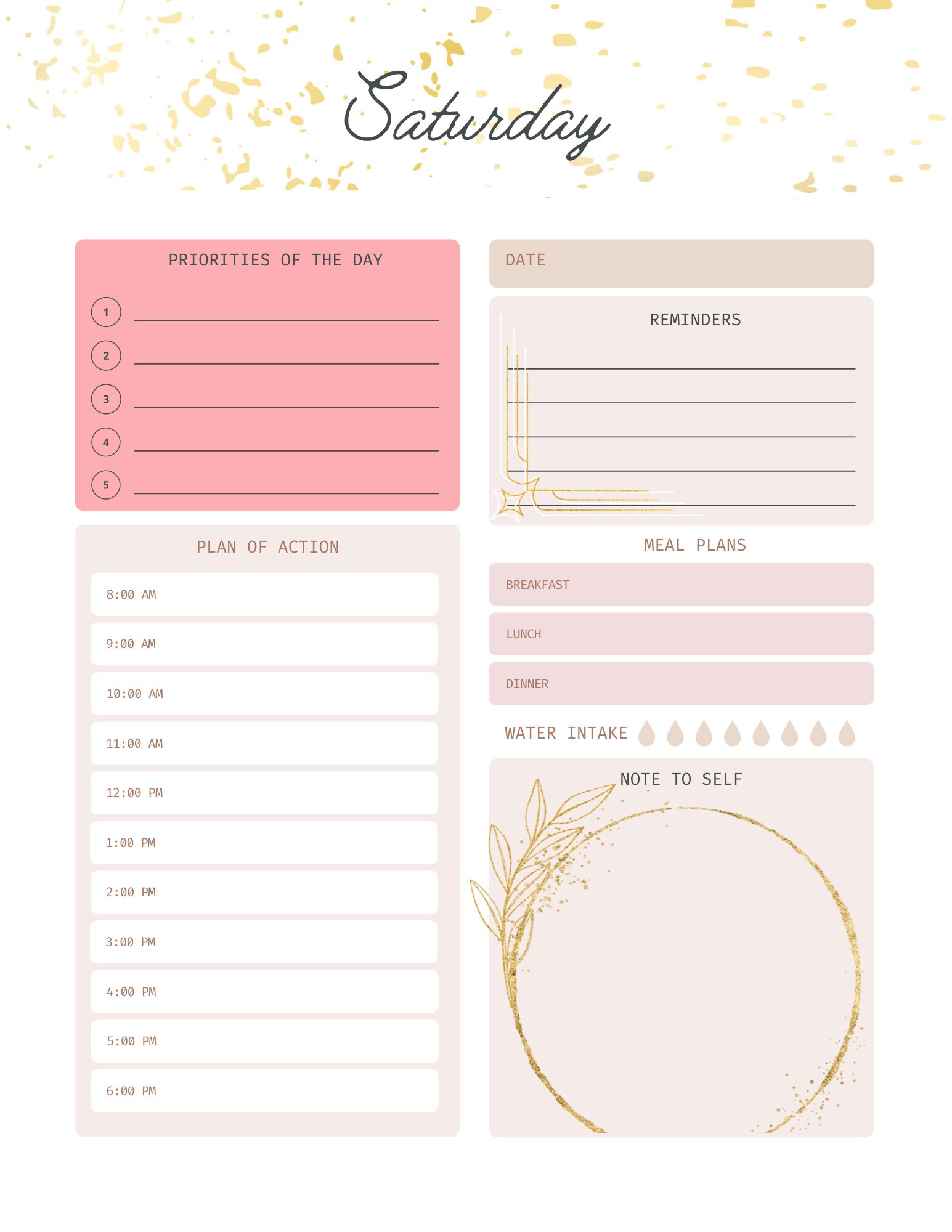 Pink and Gold Cute Girly Weekly Planner - Etsy